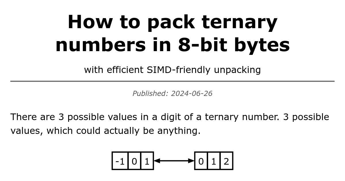 How to pack ternary numbers in 8-bit bytes - Compilade